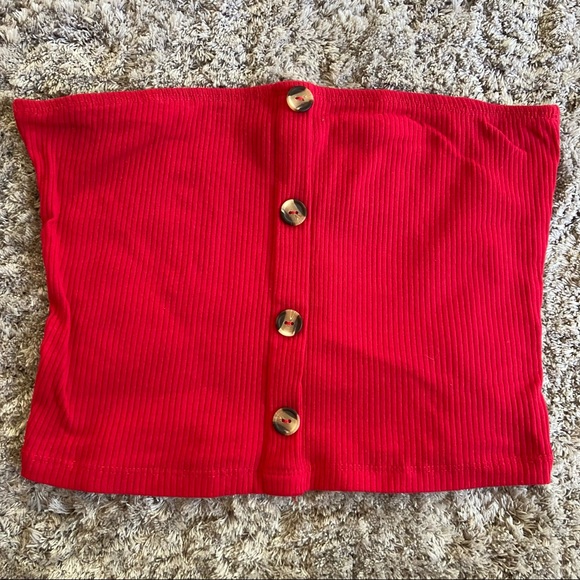 Ambiance | Tops | Cherry Red Crop Tube Top | Poshmark